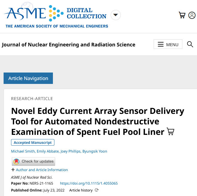 New Publication in Journal of Nuclear Engineering and Radiation Science ...